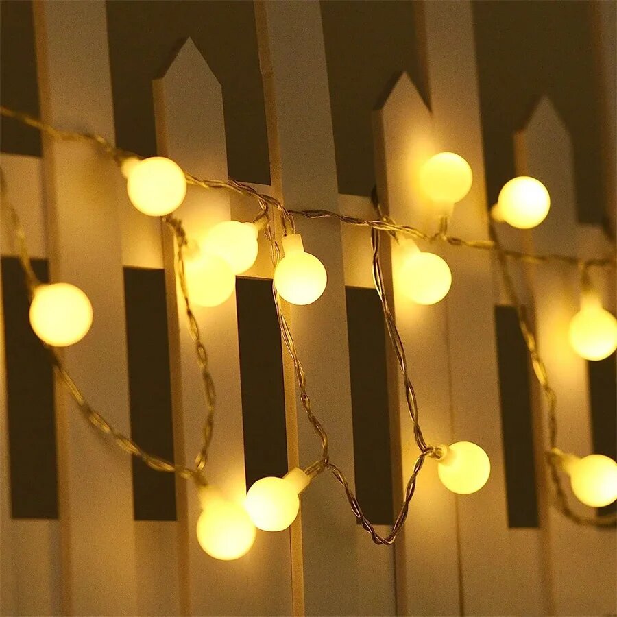Светодиодные гирлянды-шары, теплый белый, пластик, 10 метров 3M 20LEDs-Battery, Warm Light