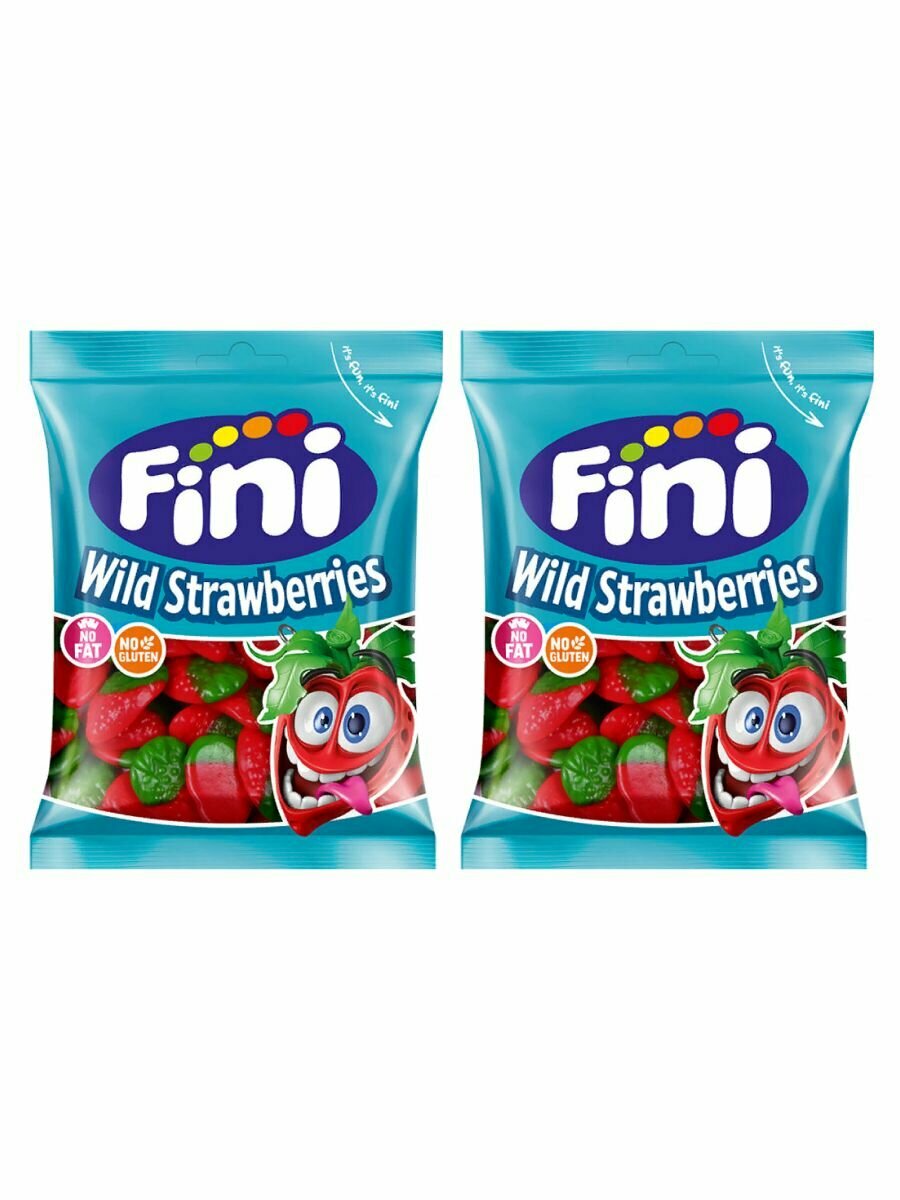 Мармелад Fini Wild Strawberries Дикая Клубника, 2 шт*90 гр. Натуральные сладости без глютена / Испания