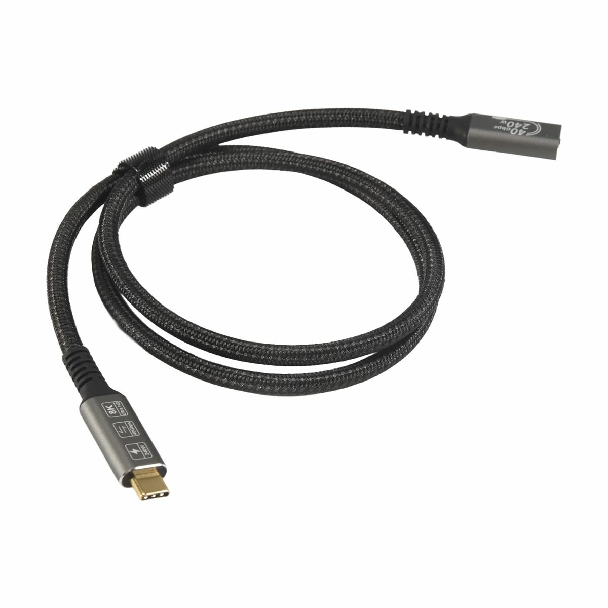 Кабель USB4 8K 0,8 м для 4 совместимых USB Type-C Male-Female Extension Ultra HD 8K@60 Гц 100 Вт 40 Гбит/с Данные