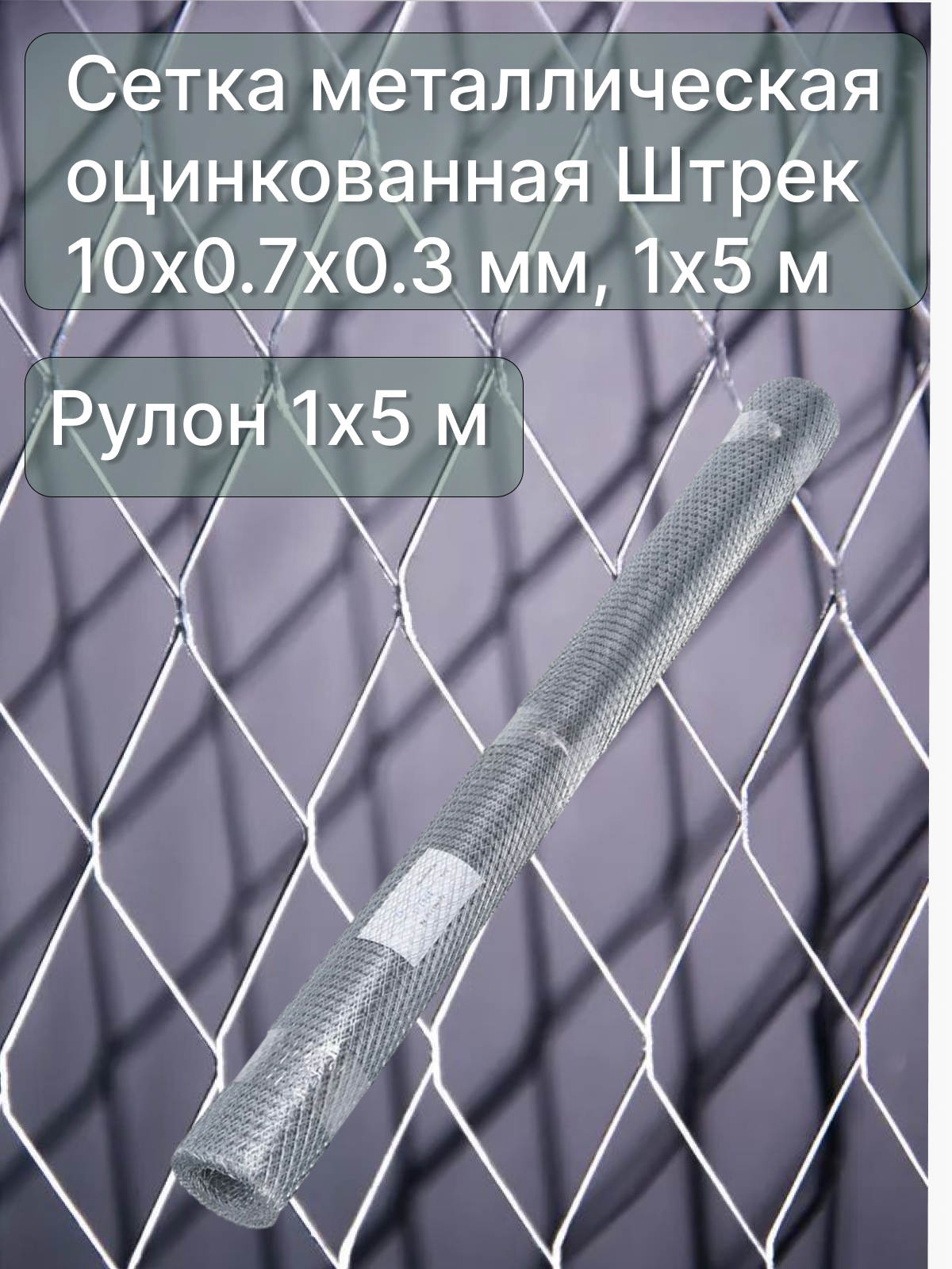 Сетка металлическая оцинкованная Штрек 10х0.7х0.3 мм, 1x5 м.