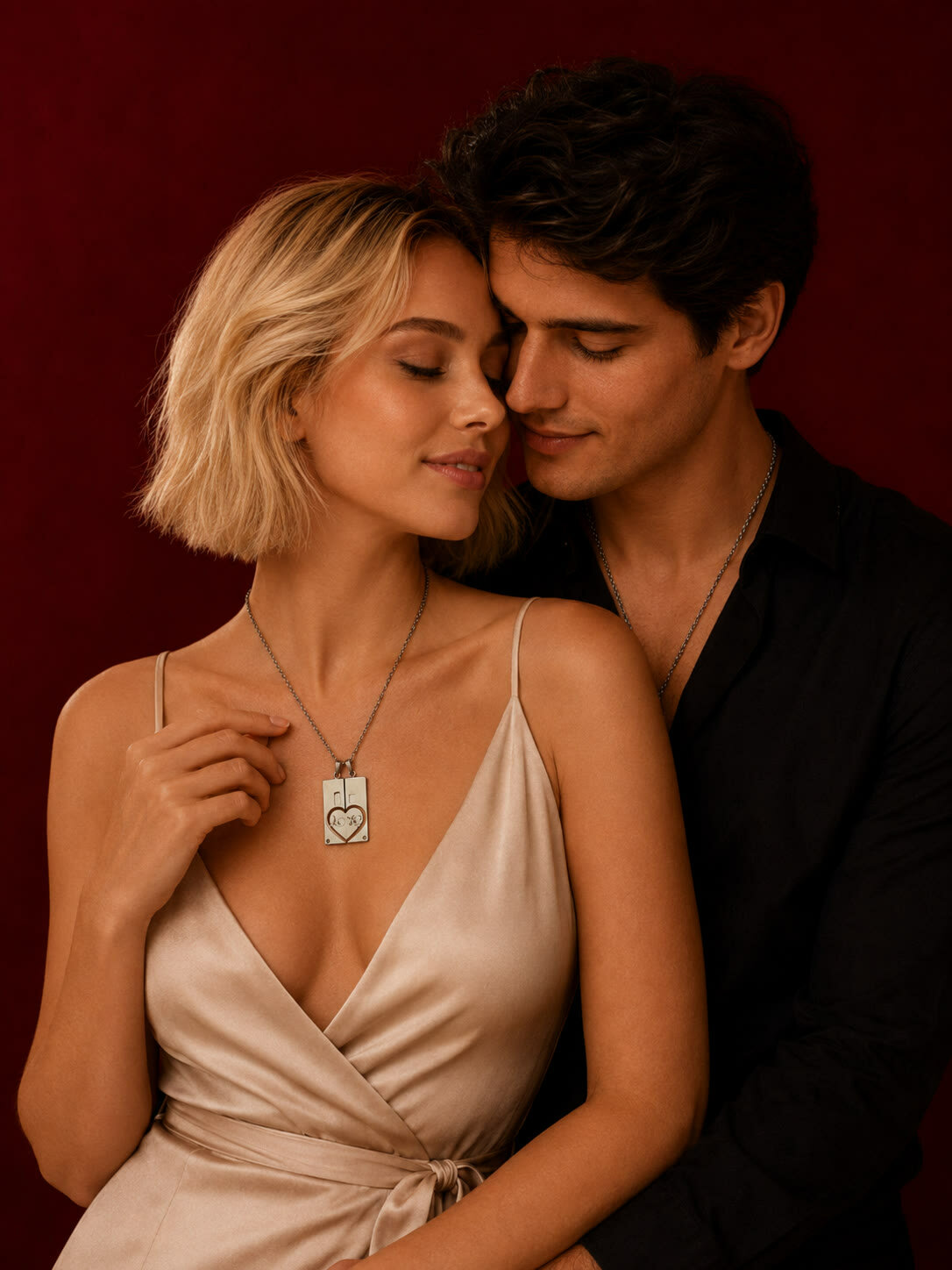 Колье 4Love4You, фианит, 2 шт., серебряный, черный, золотой — фото 1