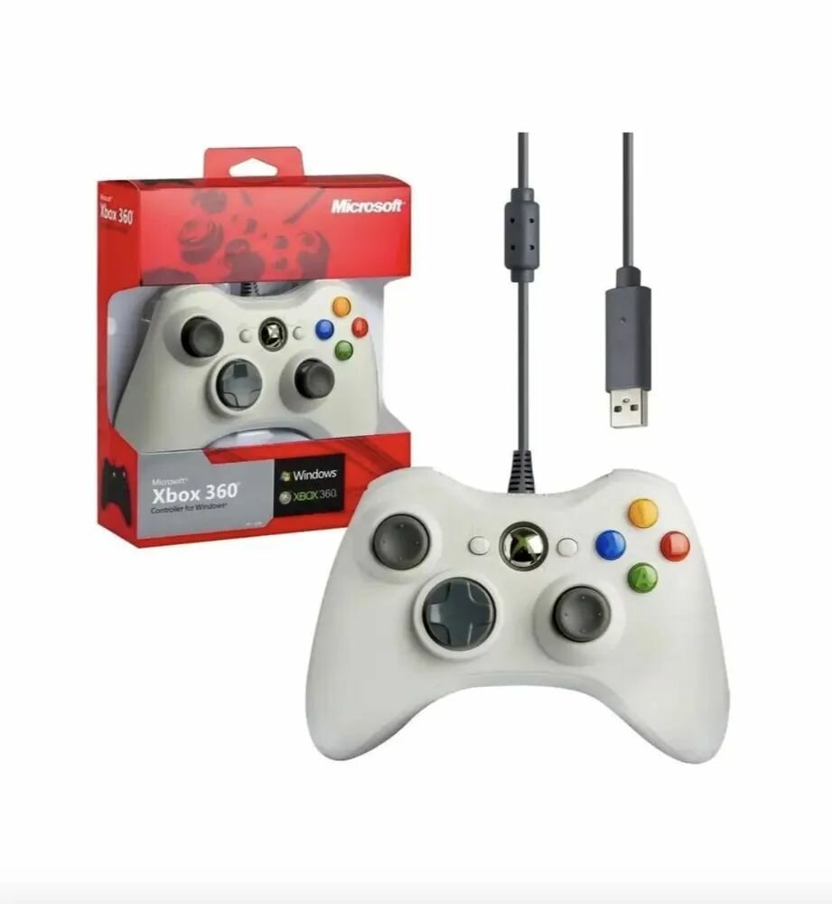Геймпад проводной для Xbox 360 и PC, белый