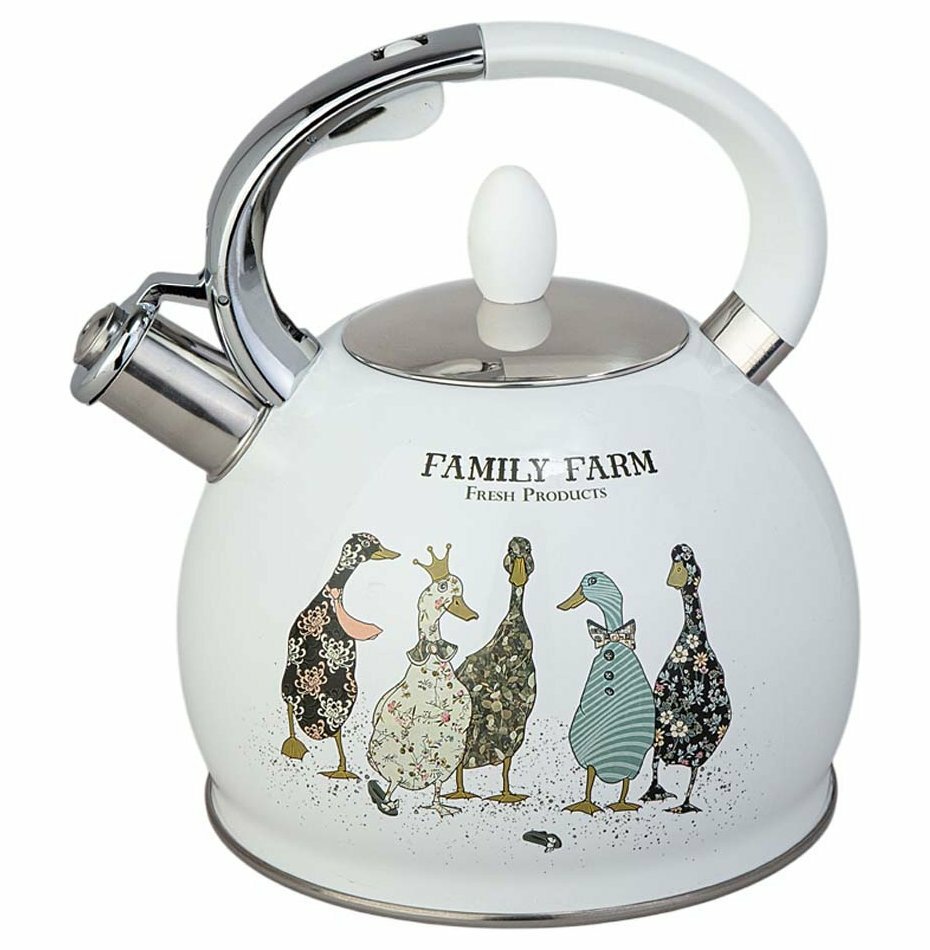 Чайник 3 л со свистком индукционное капсульное дно Agness "Family farm" / 355580