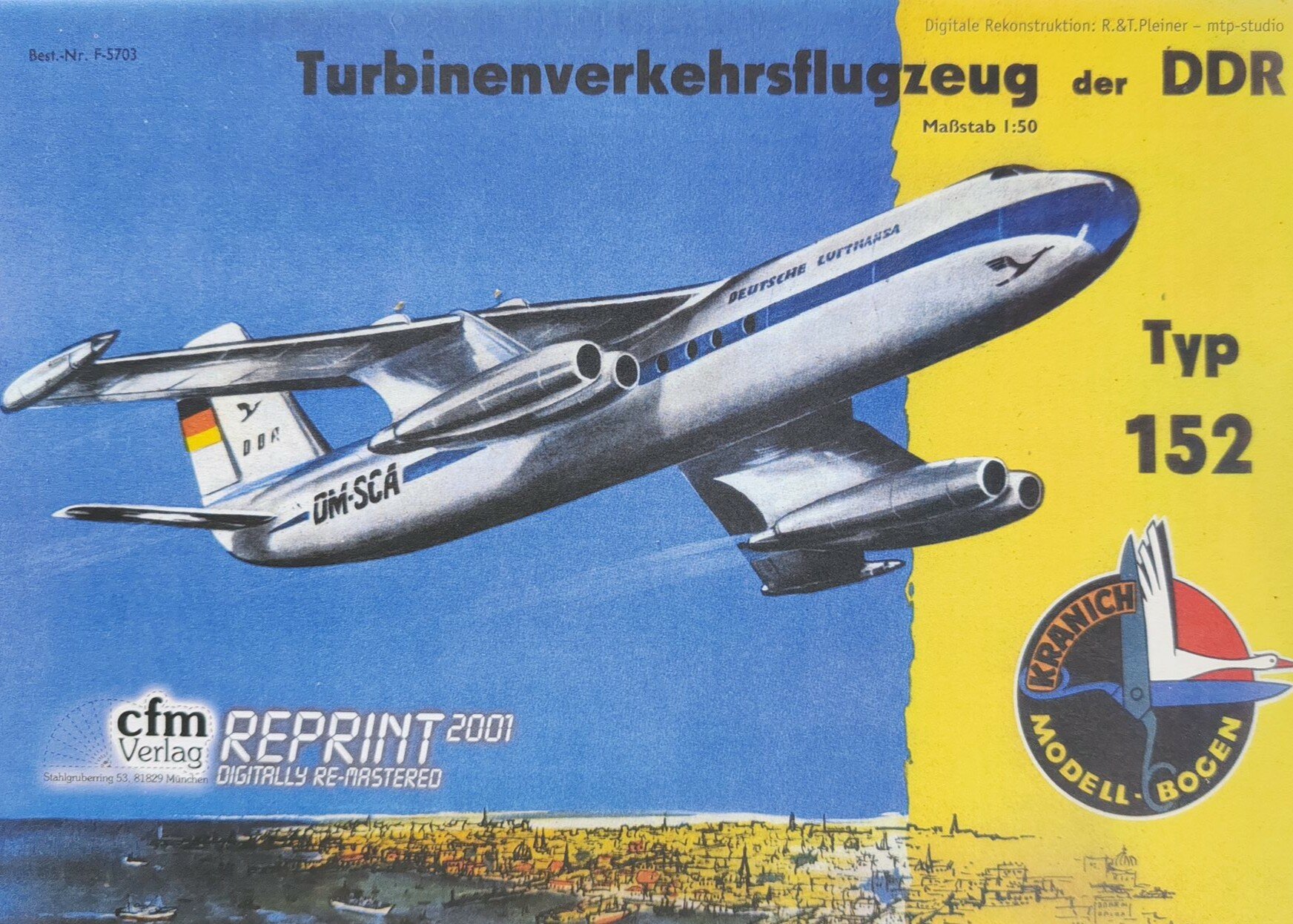 Сборная бумажная модель Пассажирский самолёт Turbinenverkehrsflugzeug der DDR Typ 152 - cfm Verlag №24 (журнал)