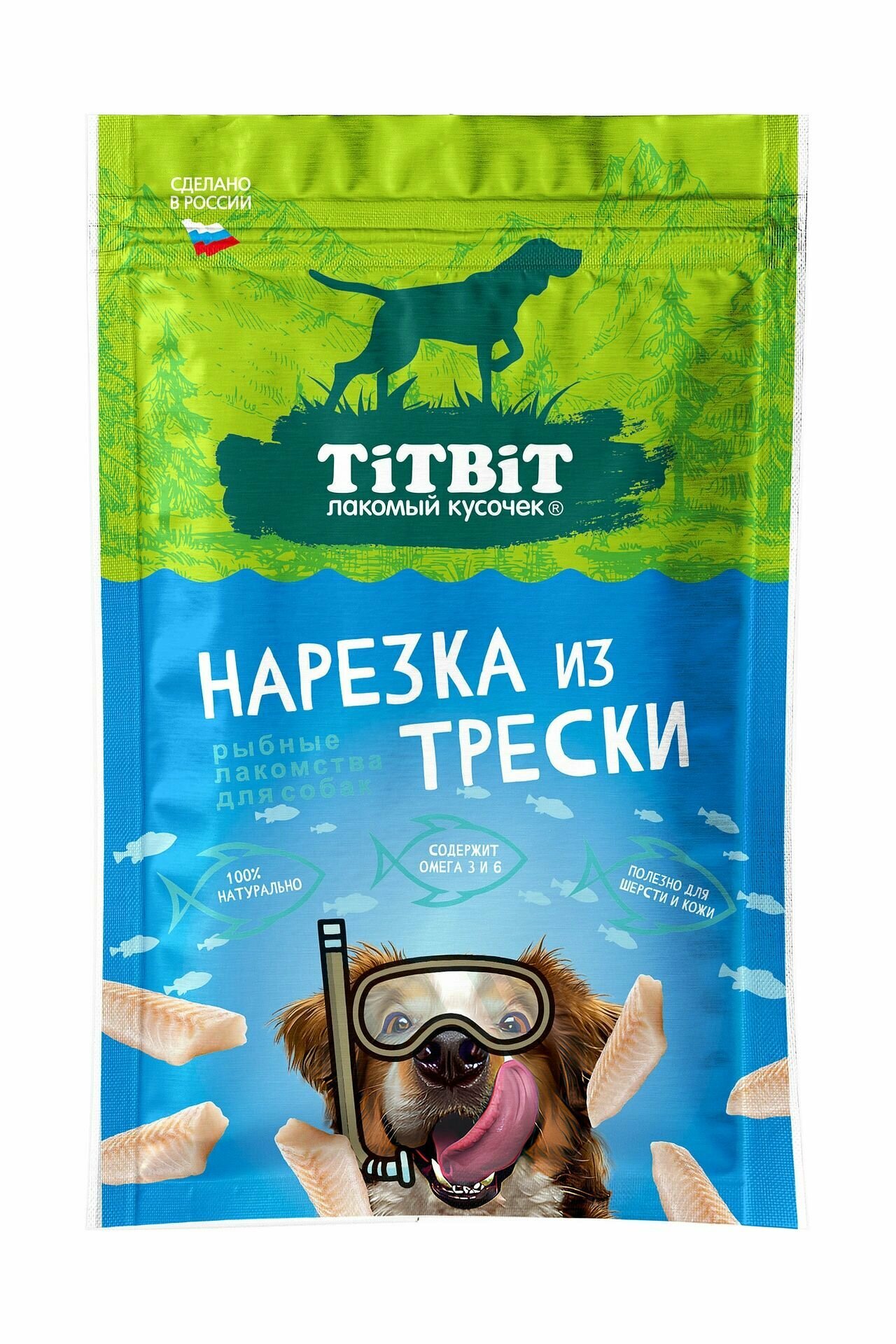 Titbit 027837 Рыбные лакомства для собак Нарезка из трески 80г