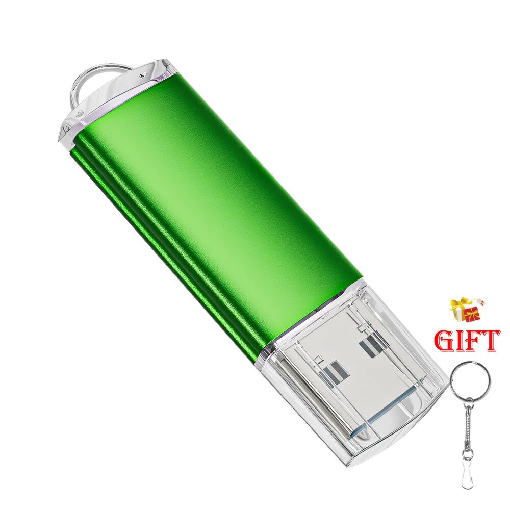 JASTER USB-флешка металлическая 1ГБ-64ГБ Зеленый, 2 ГБ, зеленый