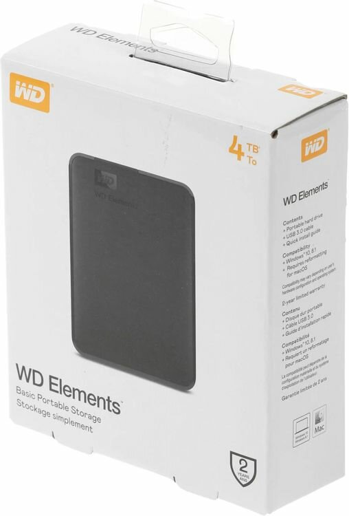 External HDD 2.5" 4.0Tb WD Elements USB3.0, Black — фото 1