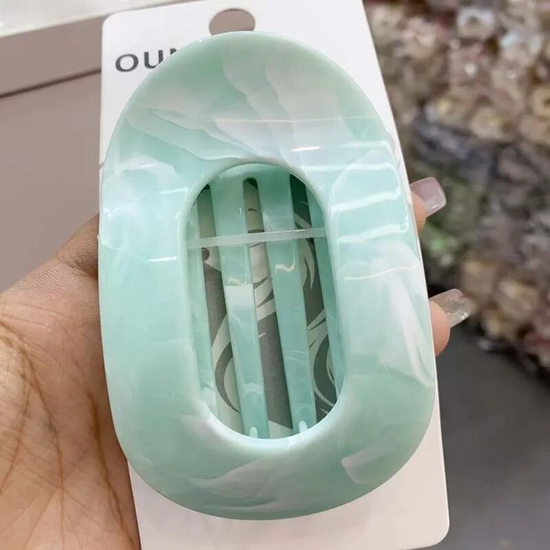 Акриловые овальные заколки для волос Голубой, Light Blue