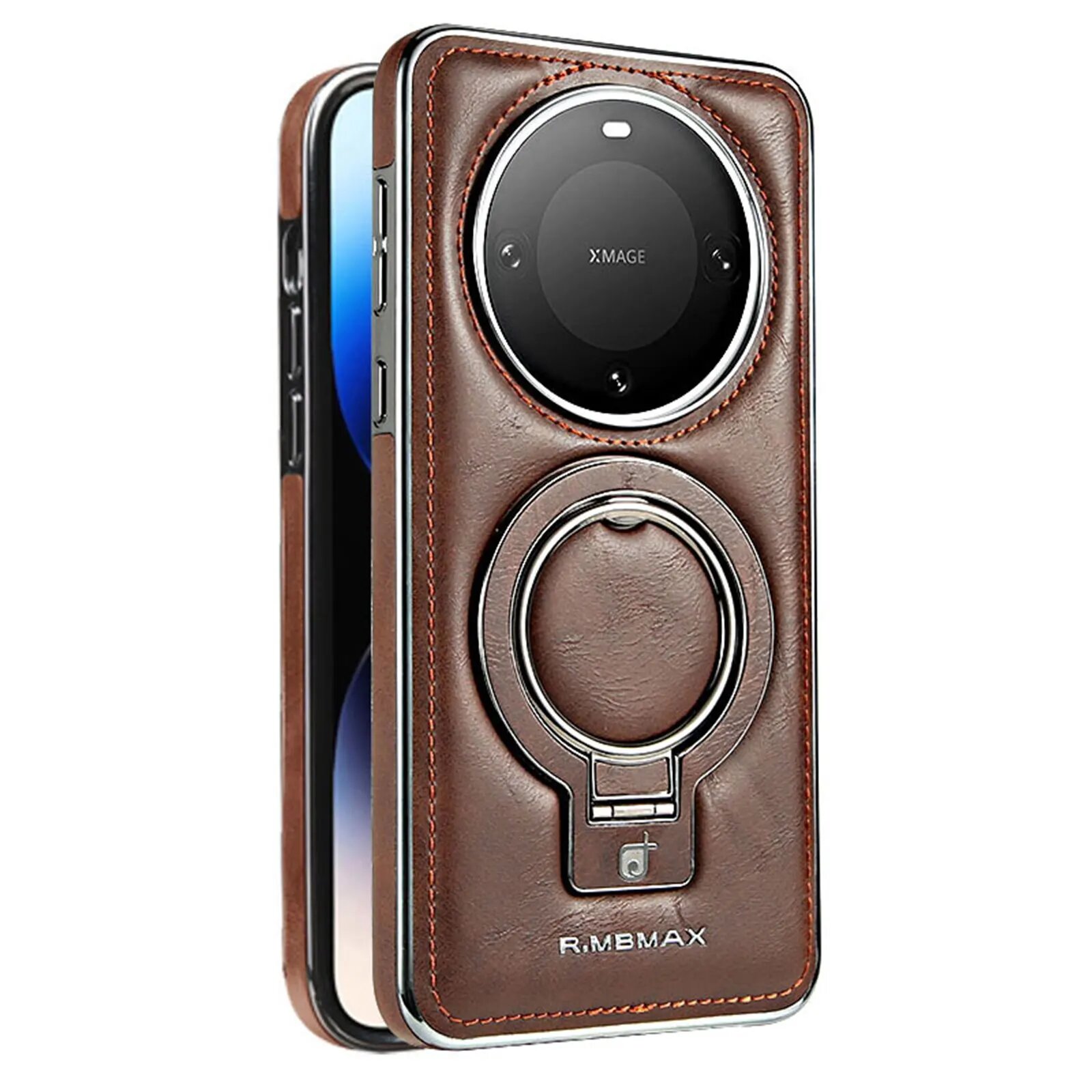 Электролитически покрытый кожаный чехол для Huawei Mate 80 Pro Max Mate70 60 с кольцом-подставкой из алюминиевого сплава и магнитной беспроводной зарядкой