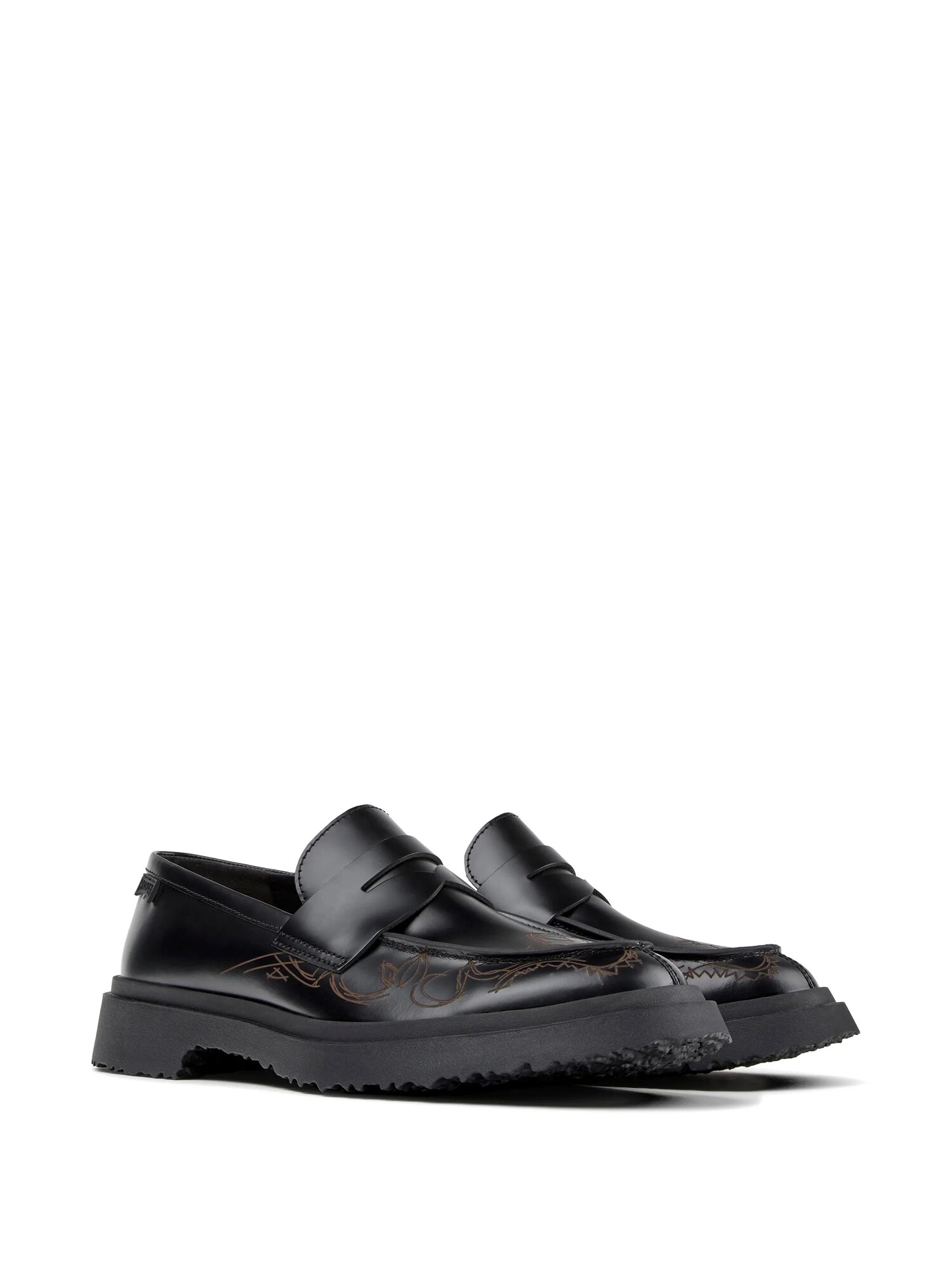 Лоферы Camper Walden embroidered leather loafers, размер 43 EU, black/black — фото 1