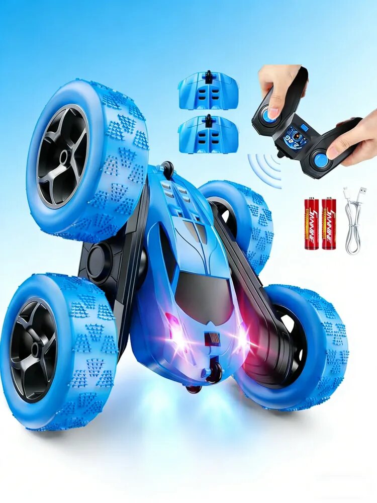Машинка на радиоуправлении RC 4WD трюковый внедорожник с LED подсветкой, перевороты 360 , 2.4 ГГц, подарок мальчику на 23 февраля и Пасху