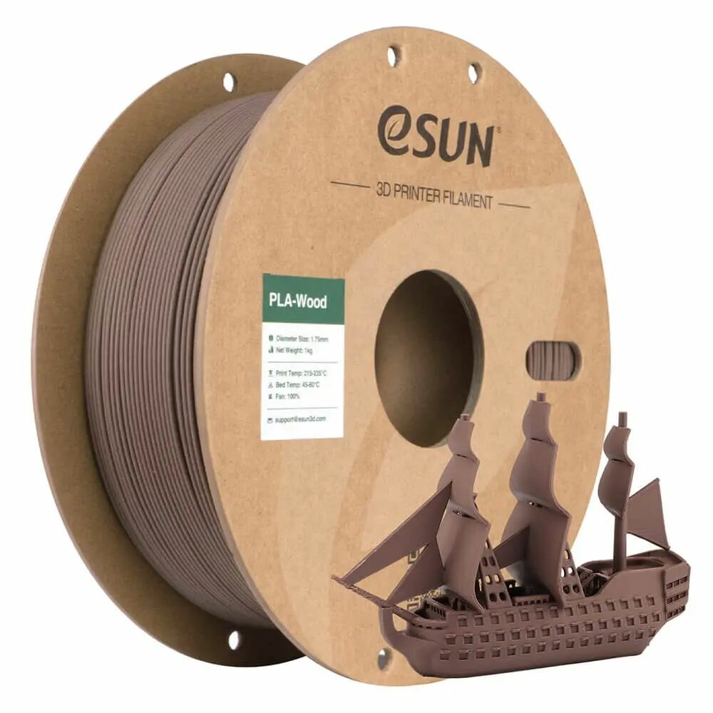 Филамент eSUN Wood Walnut для 3D принтера, Орех темный 1 кг.