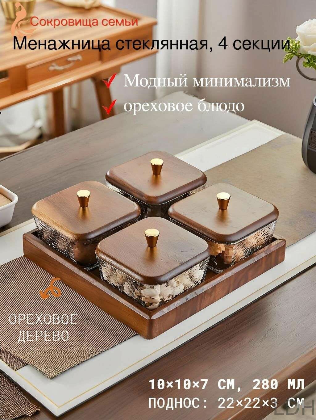 Менажница, диаметр 20 см, 4 шт