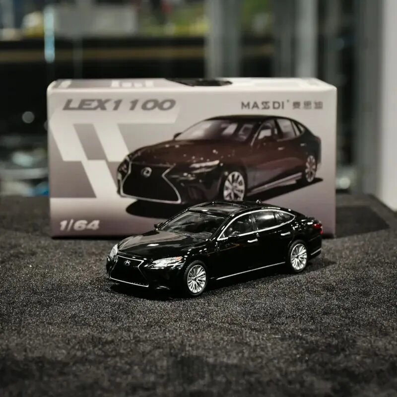 MASDI 1:64 Lexus LS500h Коллекционная машинка, Черный, Длина 7 см