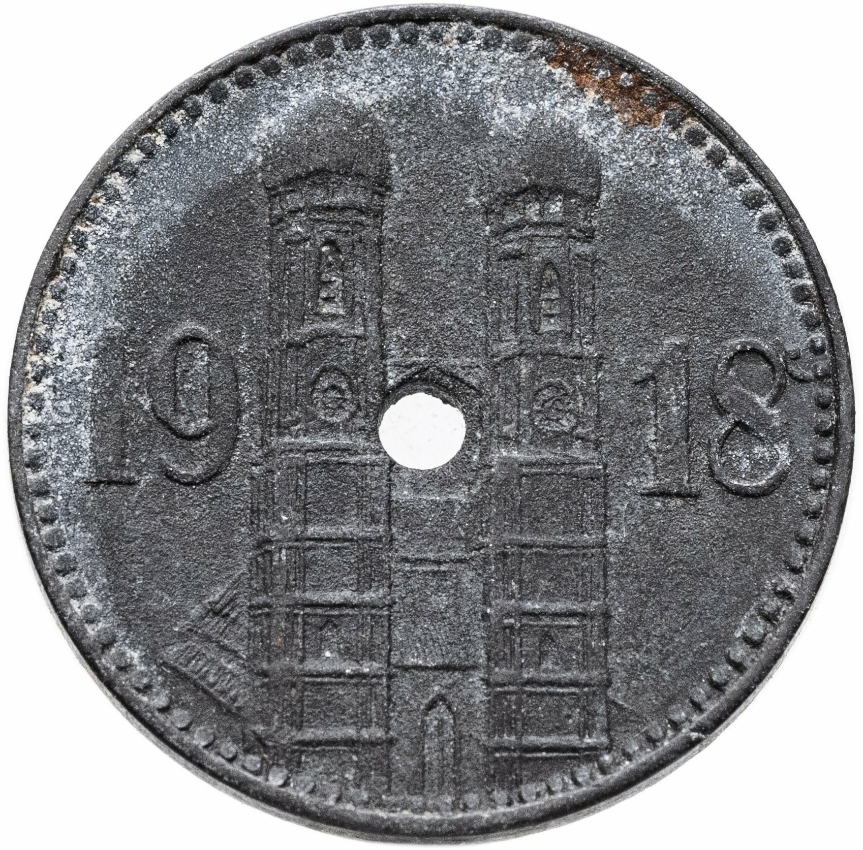 Германия "Мюнхен" 15 пфеннигов 1918 нотгельд, Цинк, в сохранности VF