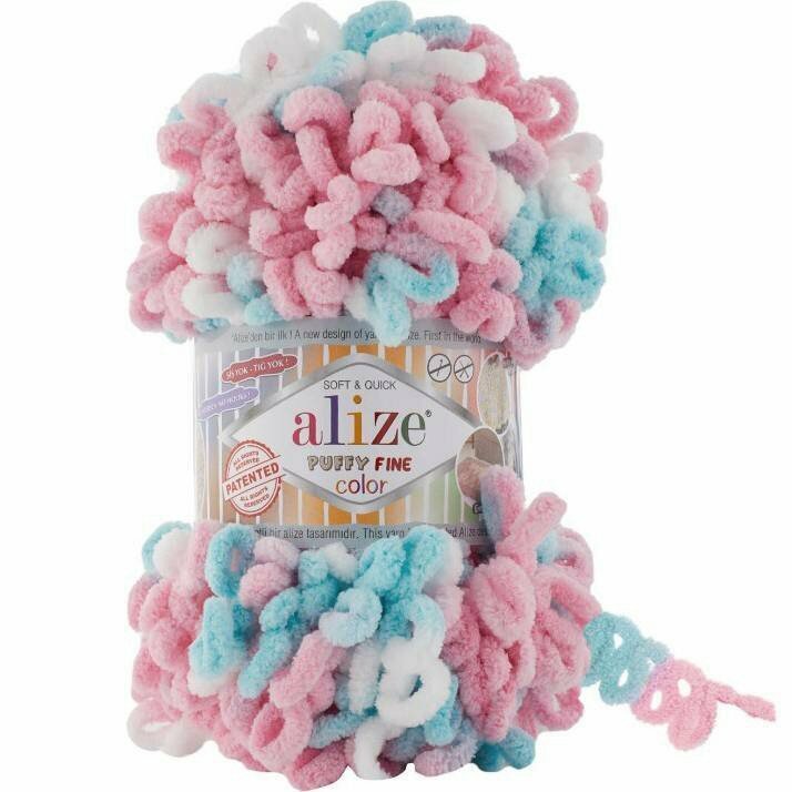 Пряжа Alize PUFFY FINE COLOR 6377 принт (5 мотков)