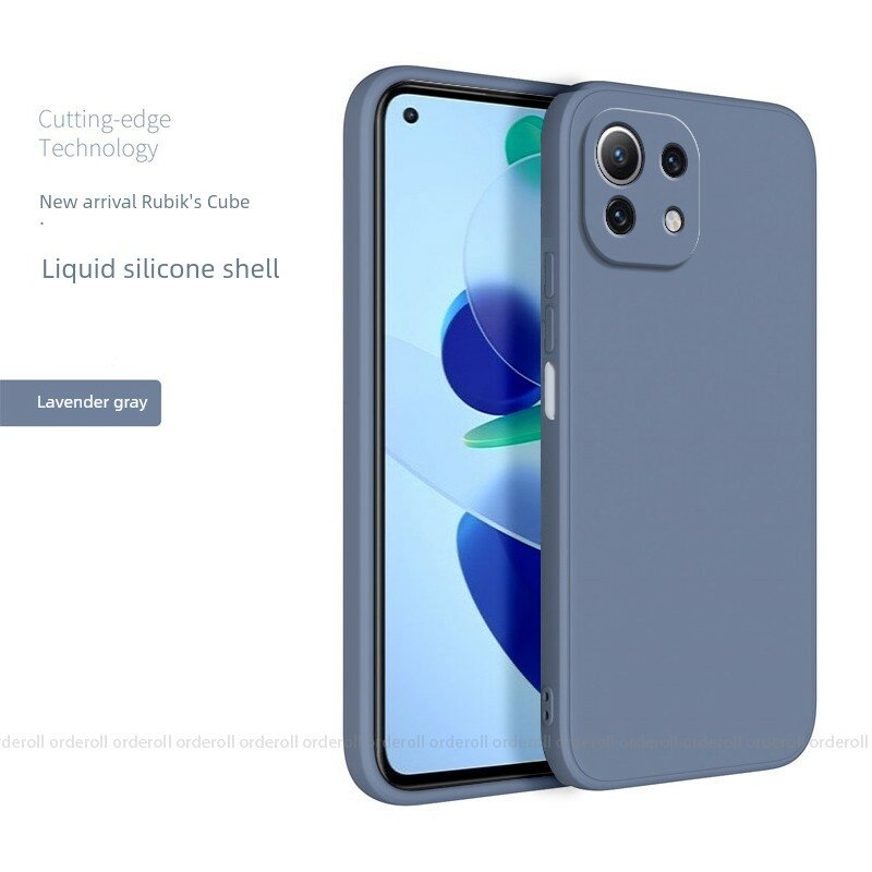 Силиконовый чехол для Xiaomi 11 Youth Edition, матовый, пыльно-серый, полная защита от ударов, с защитным стеклом