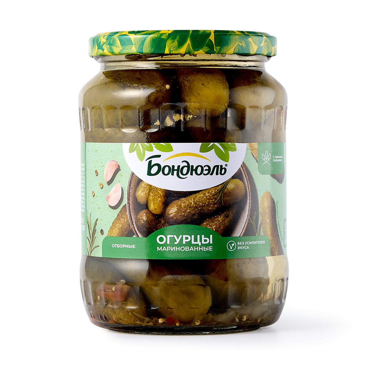 Огурцы маринованные Bonduelle "Expert", в маринаде, в стеклянной банке, 680 г