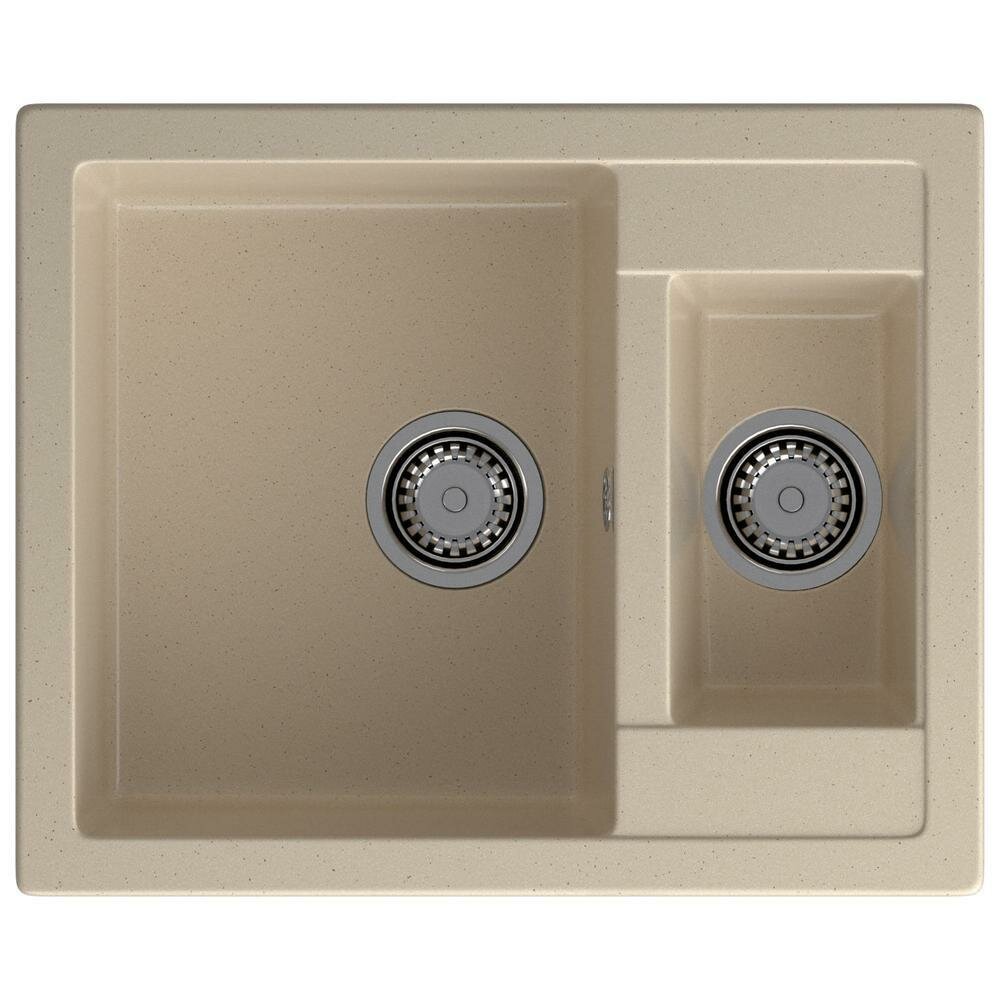 Мойка для кухни GranFest Quadro 61х50 Q-610K кашемир, 2 чаши, искусственный мрамор