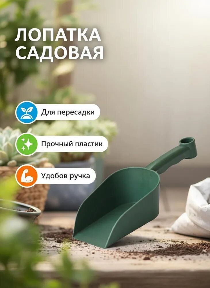 Совок садовый, Пластик, рукоять Пластик