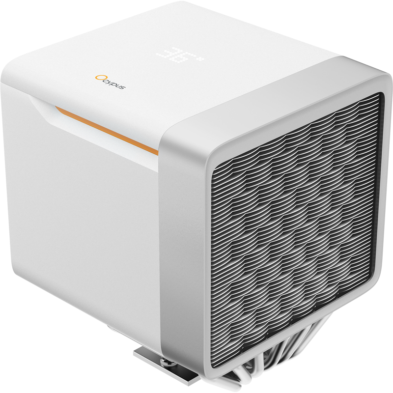 Кулер для процессора/ CPU Cooler Ocypus Delta A62 EX WH Digital (250W, 4-pin PWM, LED temp, 160mm, Al/Cu, 6x6mm, 2x120mm, 70CFM, 31dBA, 1800RPM, S: 1851/1700/1200/115X, AM5/AM4, white)