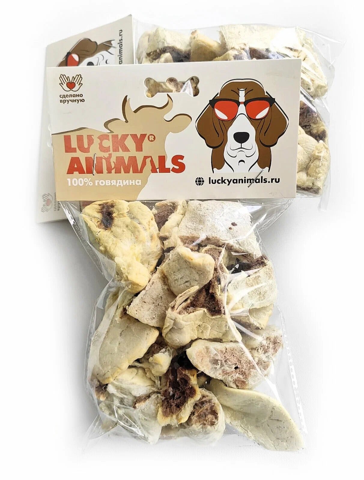 Натуральное сушеного лакомства для собак Lucky Animals "Легкое говяжье S" (компактная упаковка, 30 г)