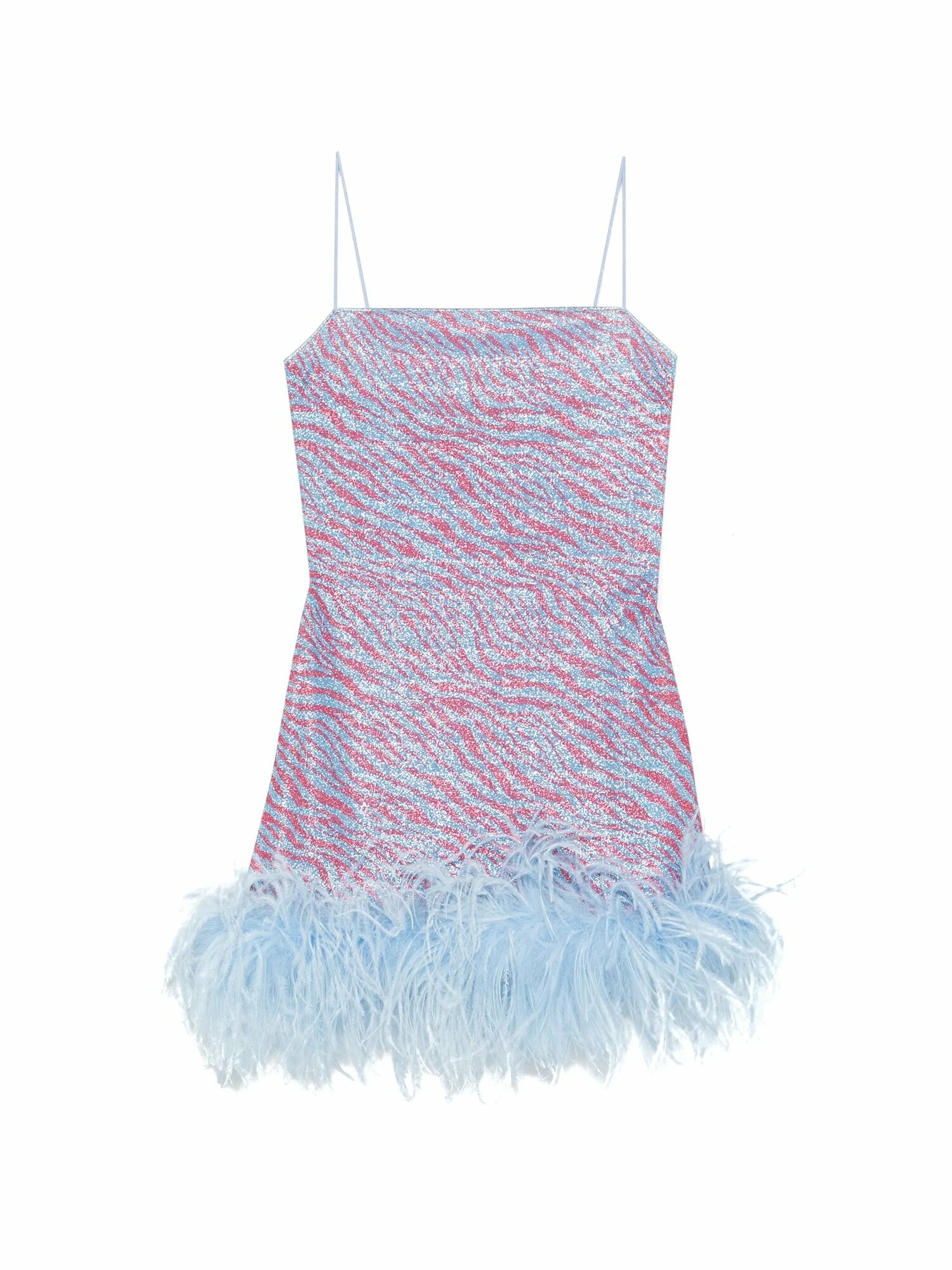 Платье Animal-print feather-trim mini dress