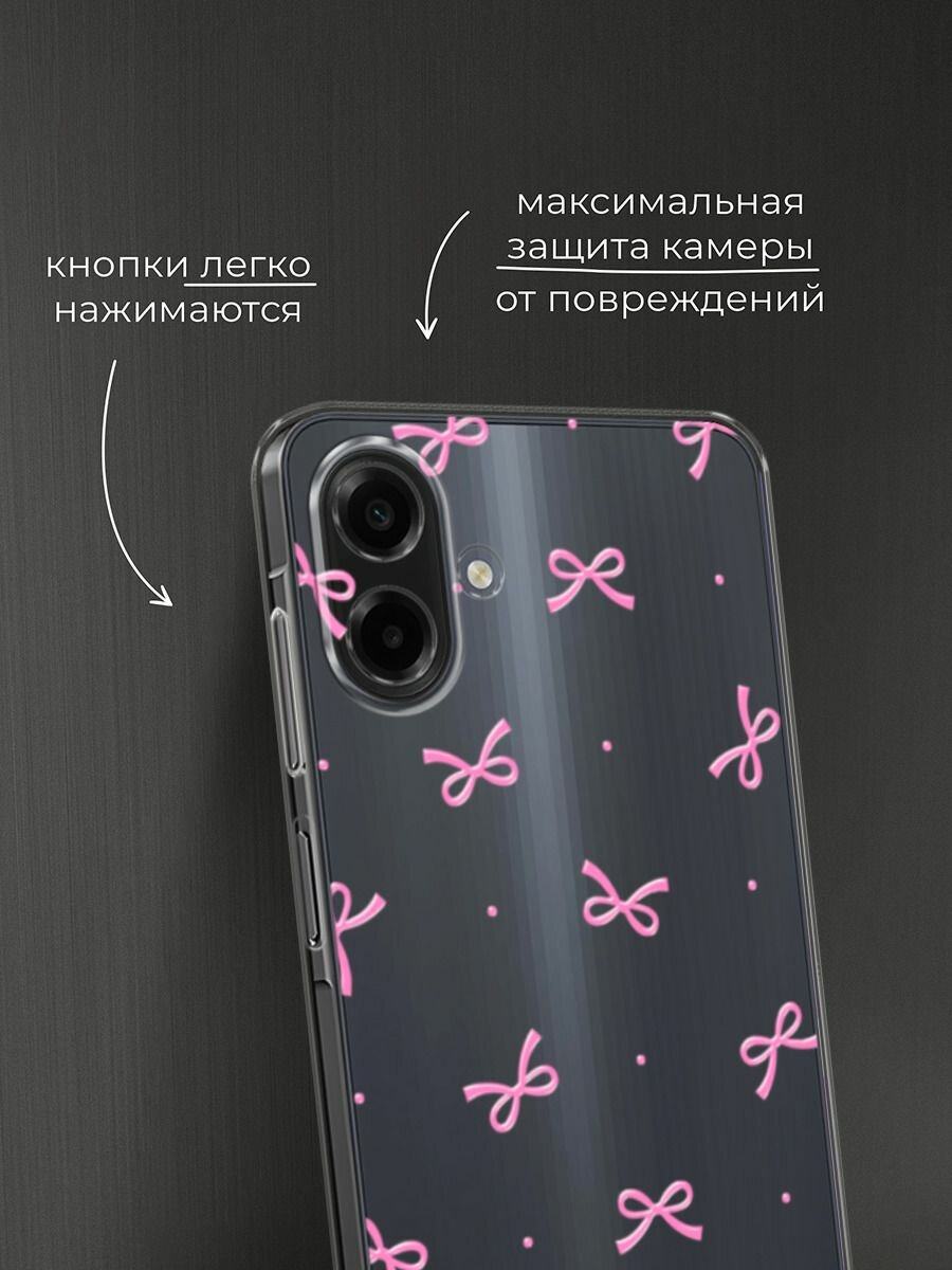 Силиконовый чехол на Samsung Galaxy A07 / Самсунг А07 с принтом Бантики и точки — фото 1