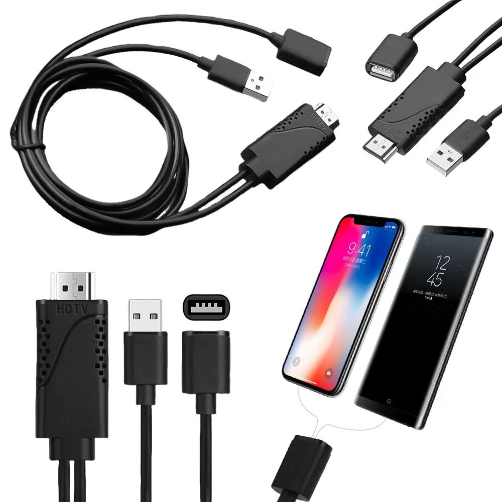USB-кабель 1080P: переходник USB-M (мама) на HDMI (папа) для Android и iPhone