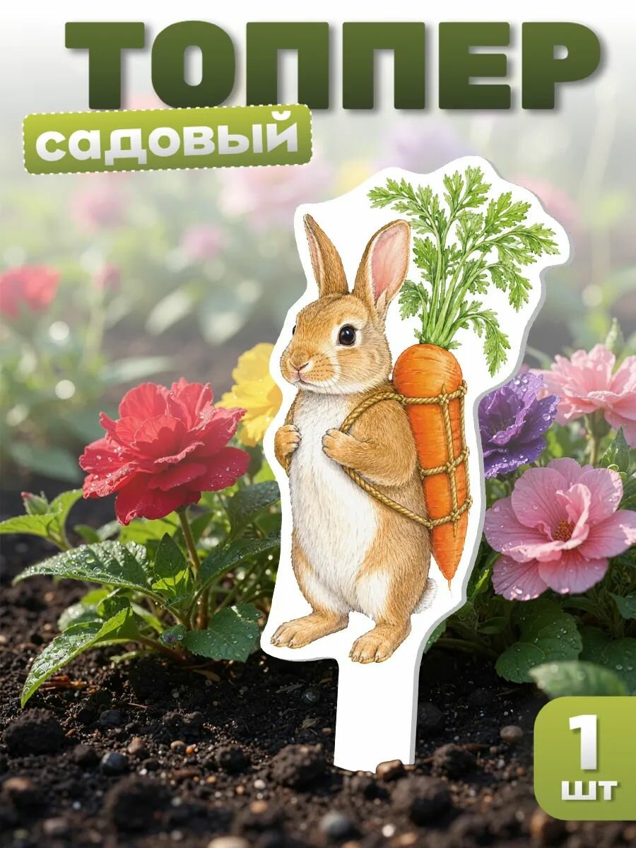 Садовые фигурки для дачи Заяц с морковкой