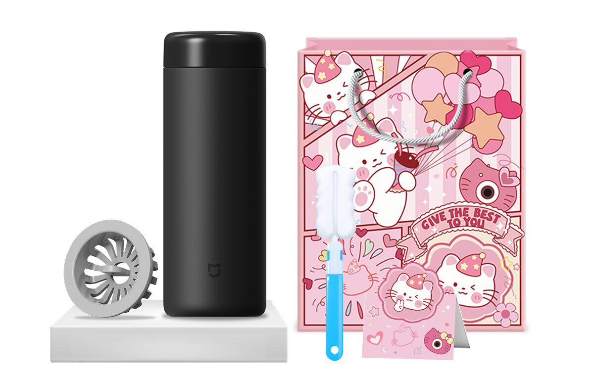 Термокружка унисекс Xiaomi Mi Home Mini, 350 мл, Black, Cute Cat Surprise Set