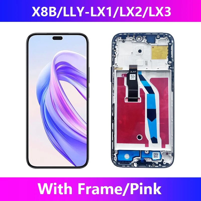 Для Honor X8B ЖК-экран LLY-LX1 LLY-LX2 LLY-LX3 сенсорный экран в сборе с рамкой X8B With Frame pink