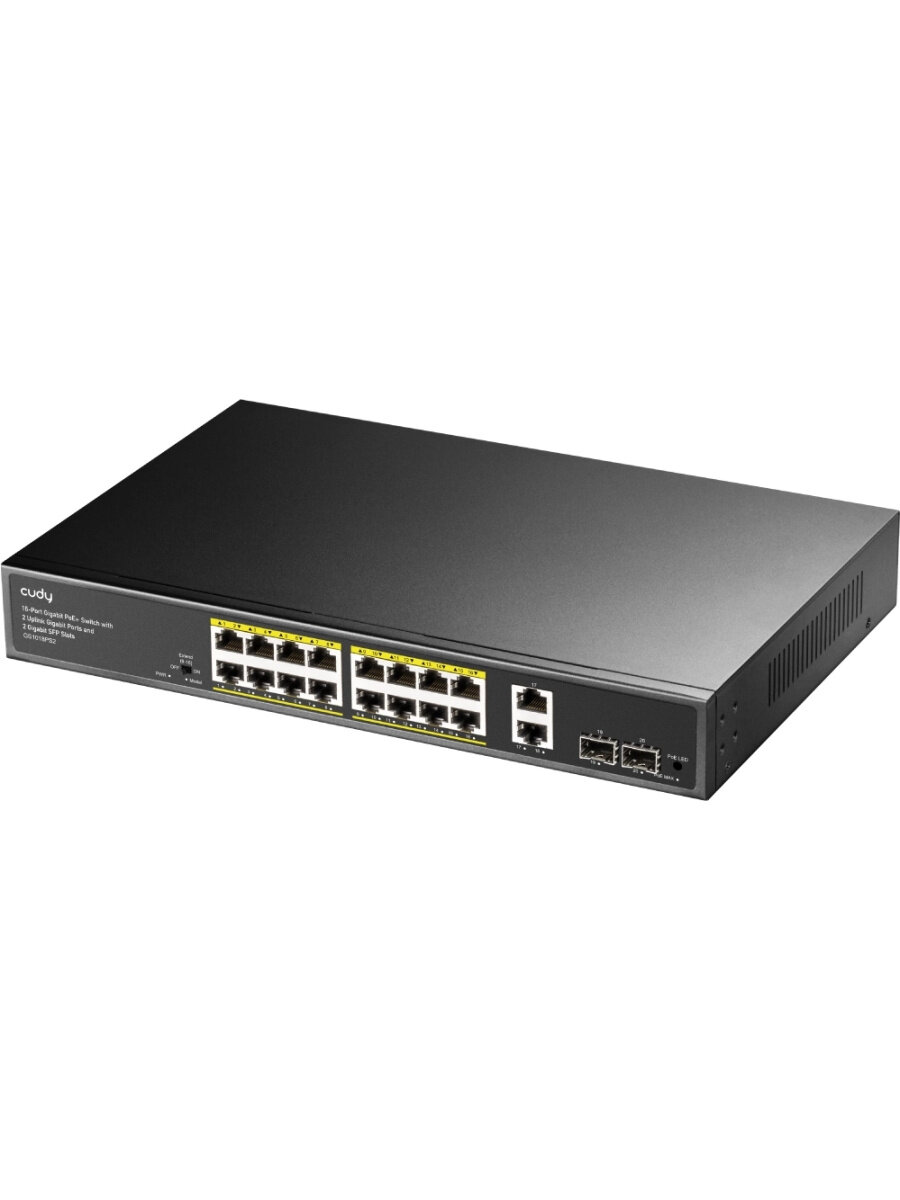 Коммутатор Cudy GS1018PS2 (L2) 18x1Гбит/с 2xКомбо(1000BASE-T/SFP) 2SFP 16PoE 200W неуправляемый
