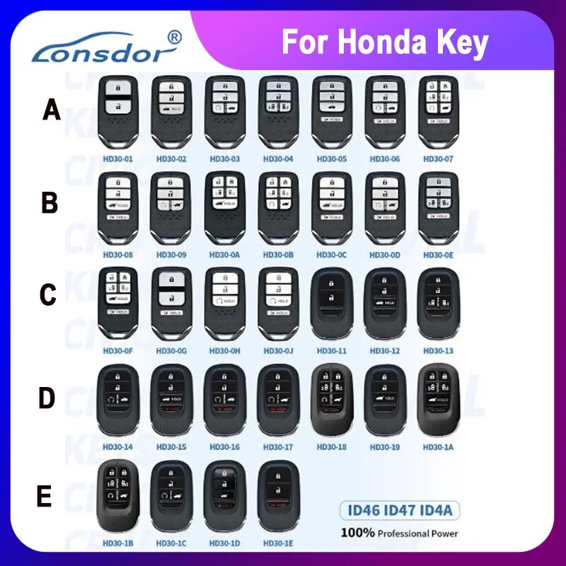 Lonsdor 2026 для Honda, 1 кнопка, ID46/47/4A, C