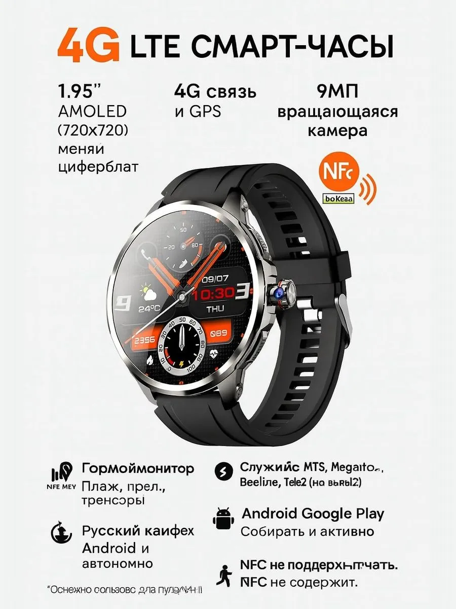 Смарт-часы с поддержкой SIM-карты, 1,95-дюймовый AMOLED экран, 4G/5G видеозвонки
