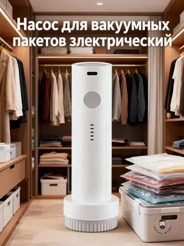 Насос для вакуумных пакетов электрический, портативный Белый