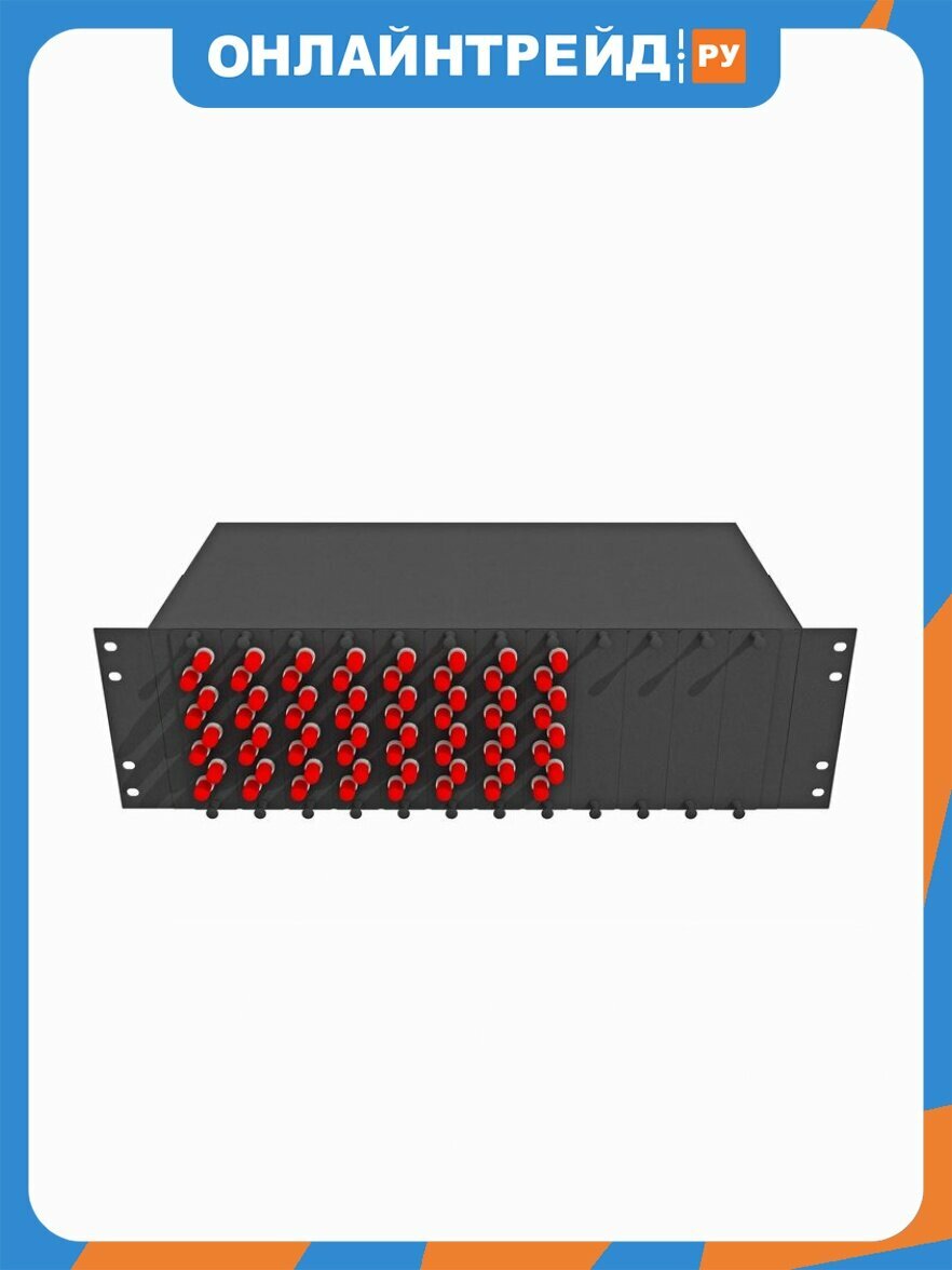 Кросс оптический Toplan , стоечный 19", 64 ST/UPC адаптеров, SM, 3U, черный, укомплектованный (КРС-Top-3U-64ST/U-OS2-BK)
