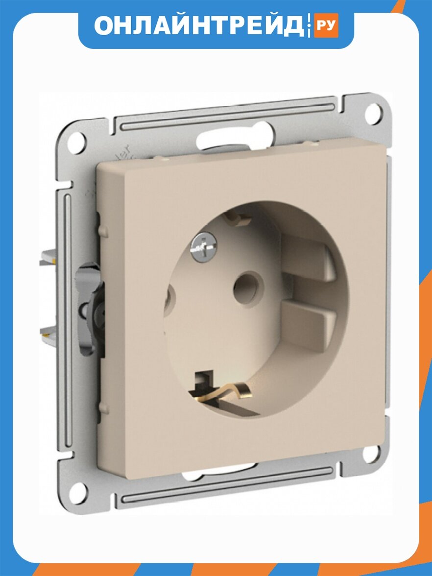 Розетка Systeme Electric (schneider Electric) AtlasDesign с заземлением, 16А, механизм, Песочный, ATN001243