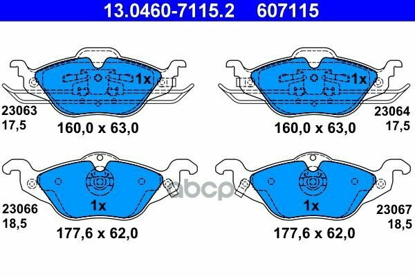 Колодки торм. пер./дат. OPEL Astra G 98-> Ate арт. 13-0460-7115-2