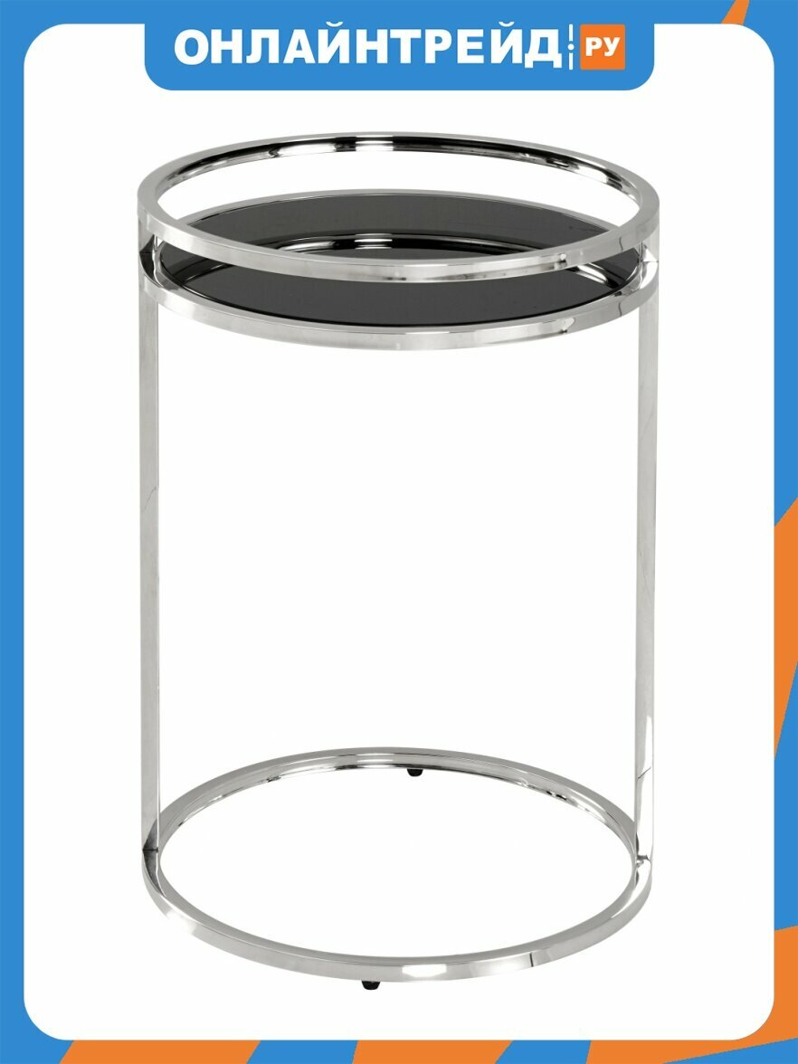 Столик журнальный Stool Group Гестия 41*60 , стекло черное, сталь серебро