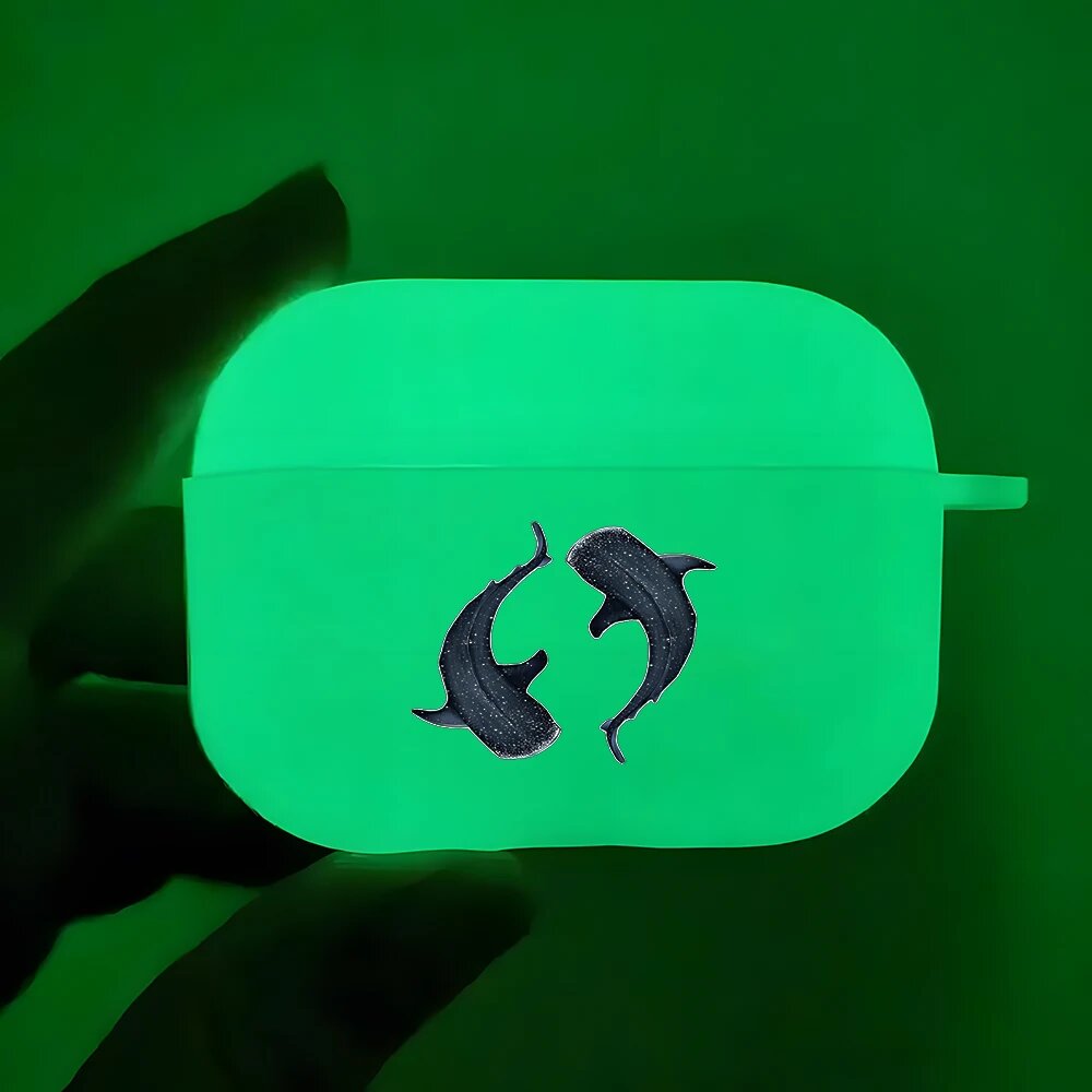 Чехол для наушников AirPods с рисунком кита, светящийся в темноте For Airpods Pro3