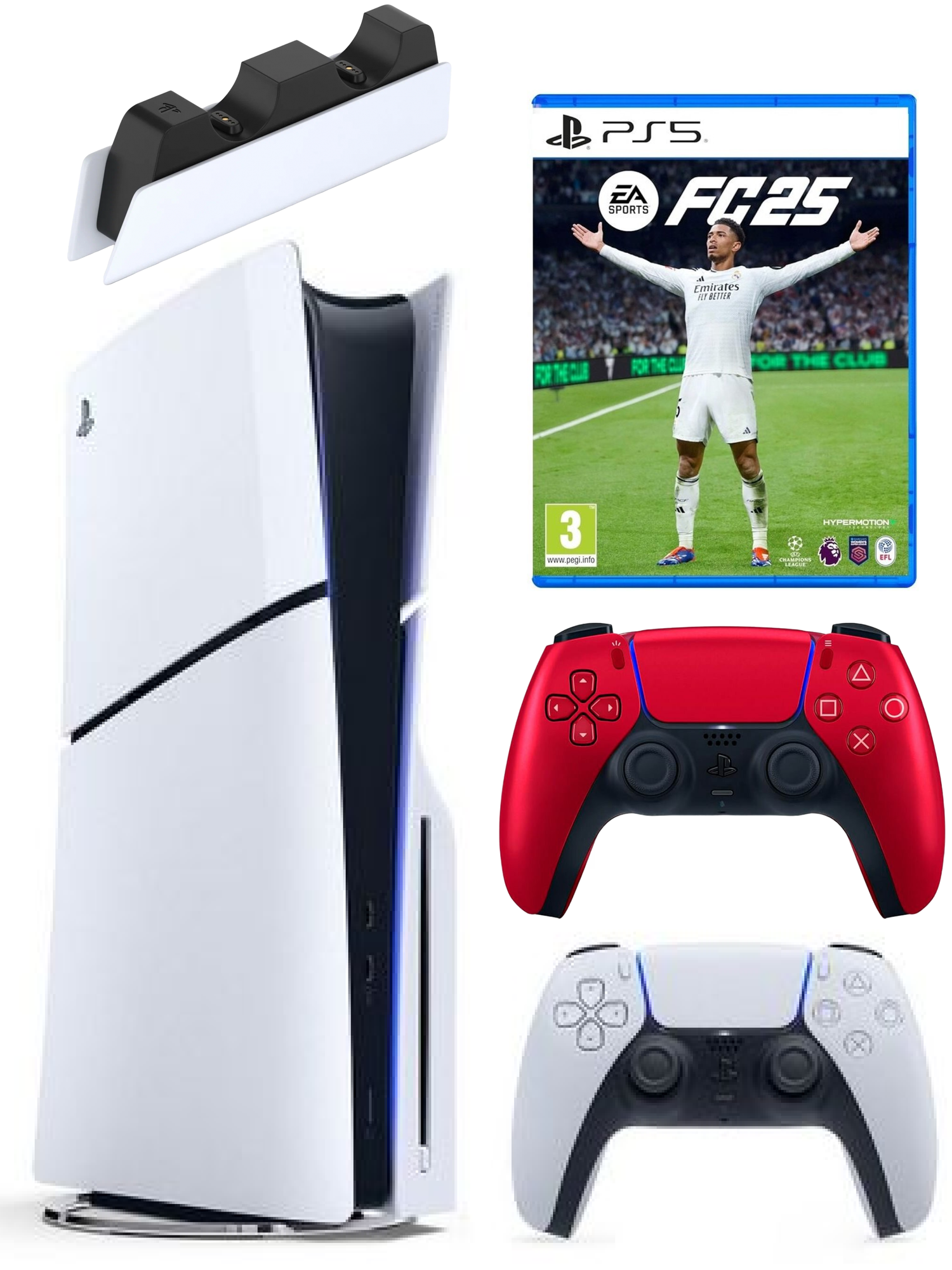 Игровая приставка Sony PS 5 Slim, 1ТБ(с дисководом)+2 геймпад (volcanic red)+Зарядная станция+ FC25,(подробности в чате)