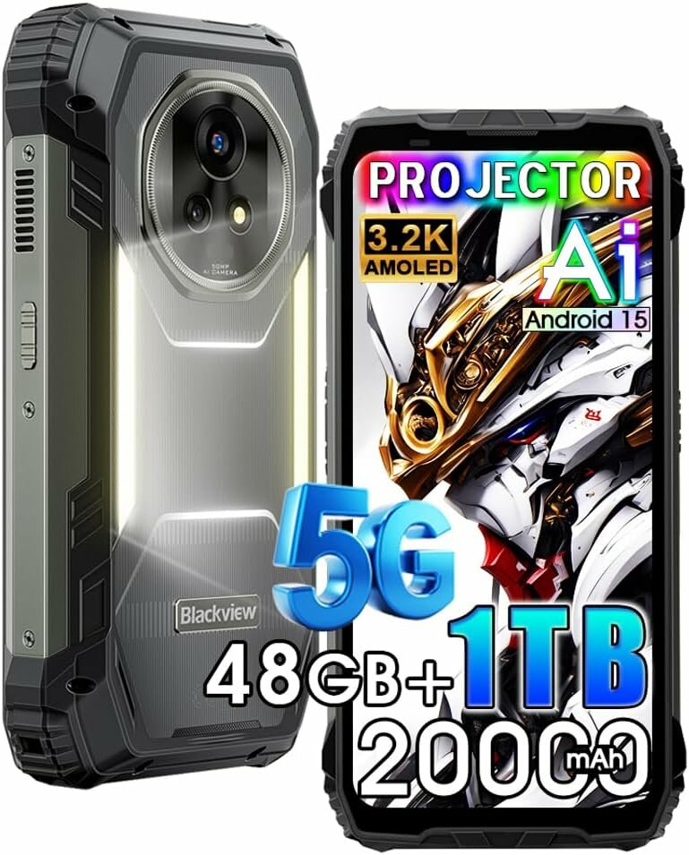 Смартфон Blackview XPLORE 2 с проектором, 48 (16+32) ГБ, 1 ТБ памяти, 6,73-дюймовый экран, 20000 мАч