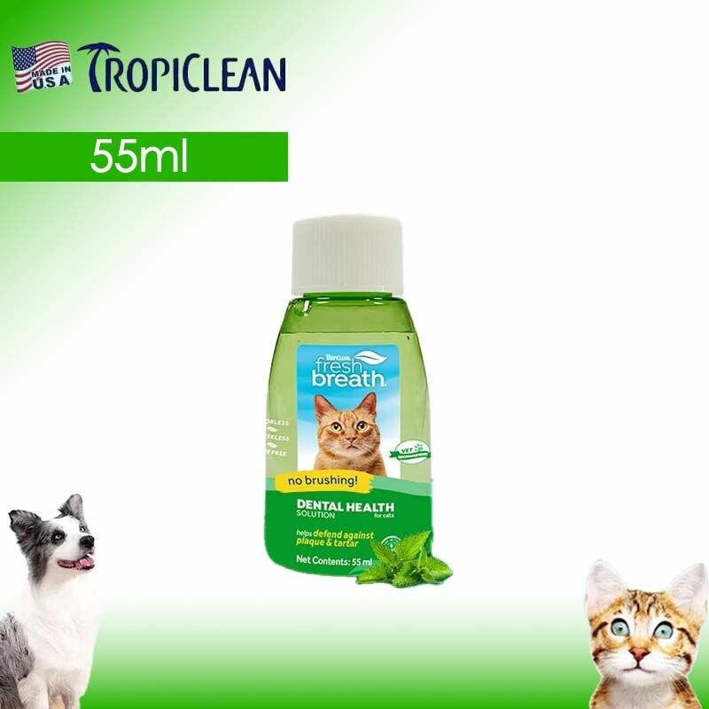 TropiClean Fresh Breath, ополаскиватель для полости рта для кошек, 55 мл
