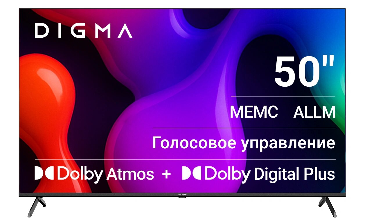 Телевизор QLED Digma 50 DM-LED50UQB31 Google TV Frameless Metal черный/черный 4K Ultra HD 60Hz MEMC