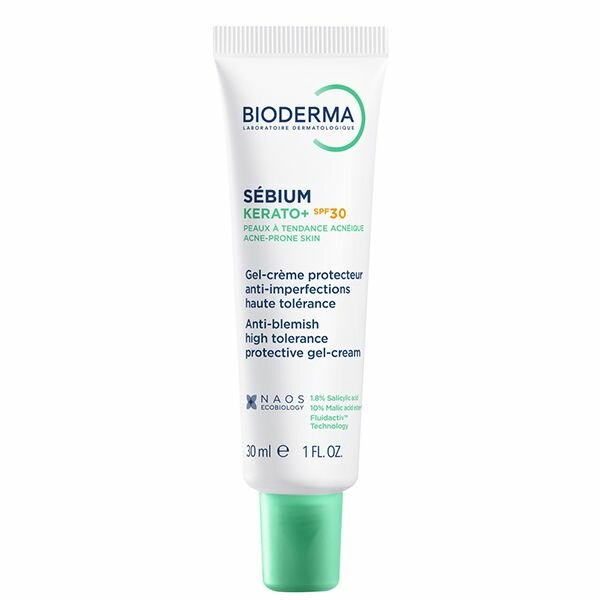 Биодерма себиум Kerato+ SPF30 Солнцезащитный гель-крем против несовершенств кожи, 30 мл