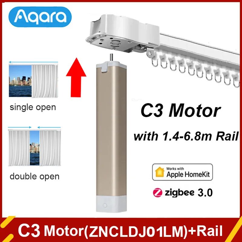 Трек для умных электрокортин Aqara, включающий мотор C3, Zigbee 3.0, сверх Тихую индивидуальную настраиваемую систему управления рельсом для штор-C3 и рельс длиной 6,8 м