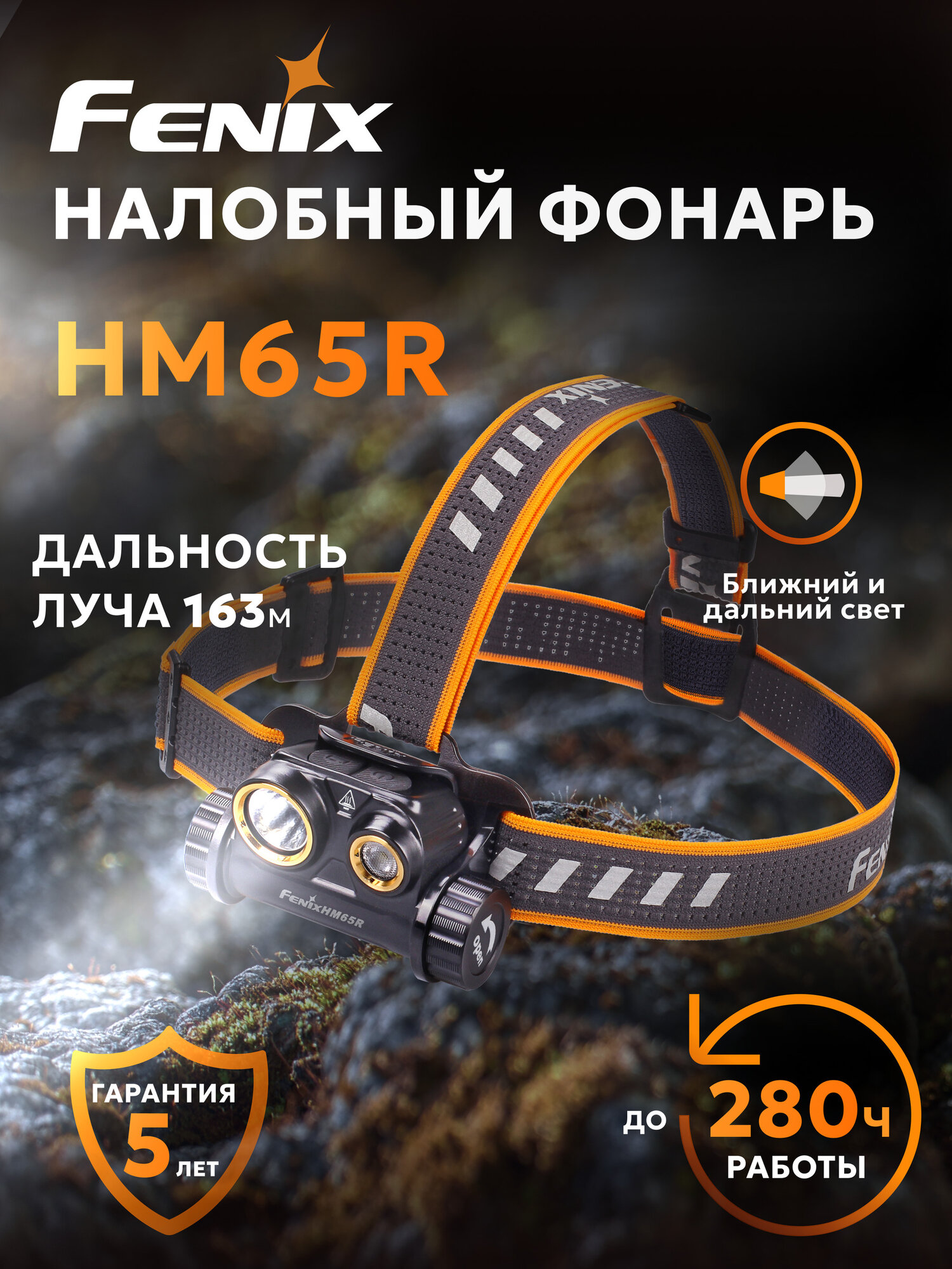 Налобный фонарь Fenix HM65R-T V2.0 фиолетовый