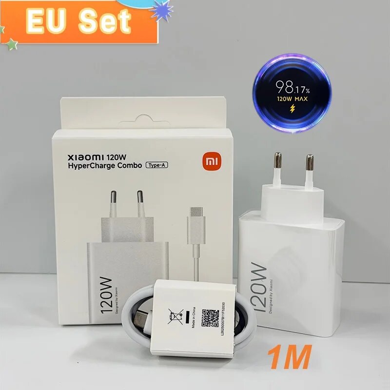 Оригинальное Зарядное Устройство Xiaomi 120W Turbo Fast Charger Для Xiaomi 17, 17T, EU with 1M Cable