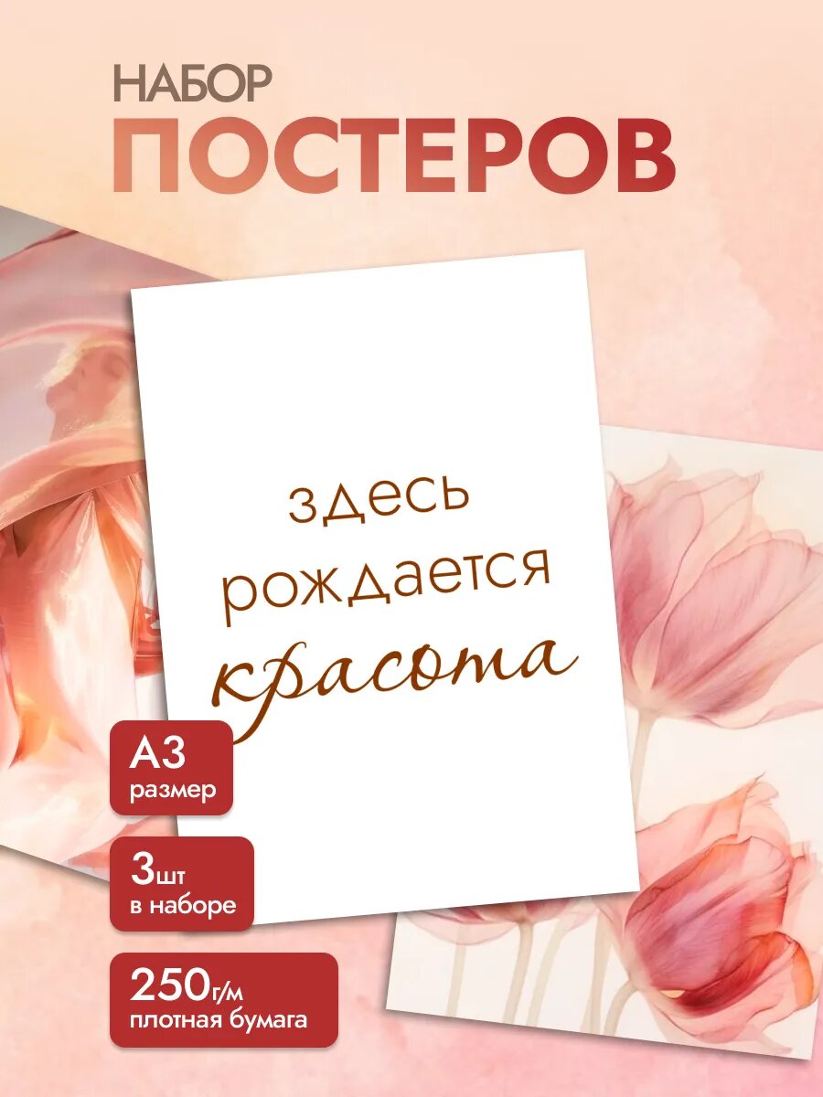 Постеры А3 на стену интерьерные в салон красоты